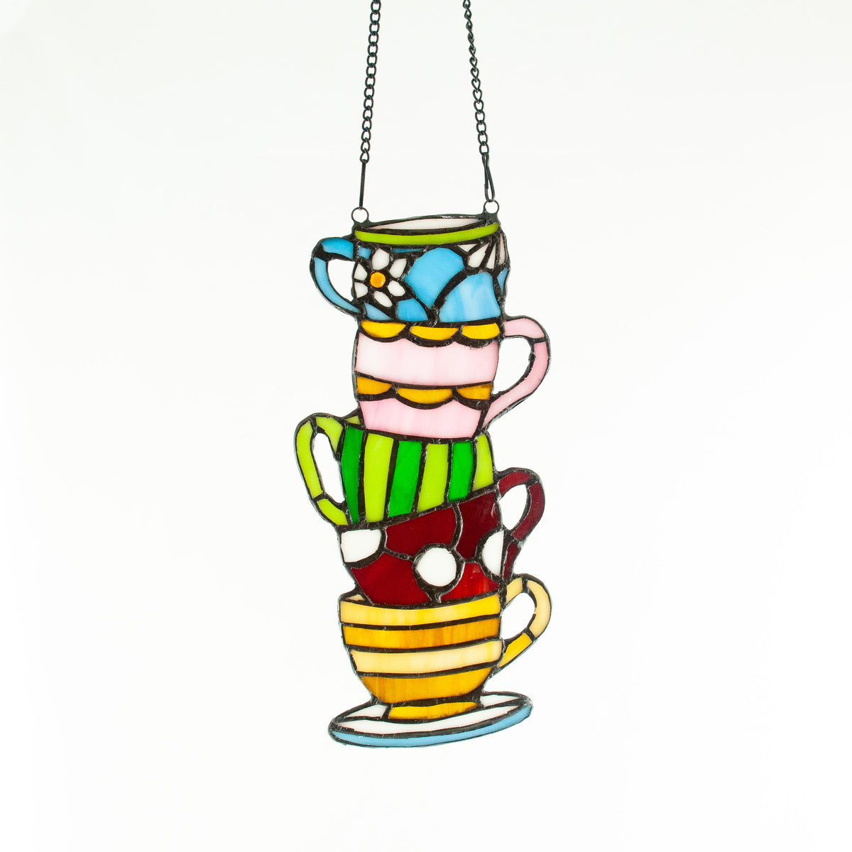 Stacked Teacups Stained Glass Window Panel – The Boulder Tea Company